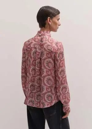 ME+EM Ornate Paisley Print Frill Blouse With Tie Detail