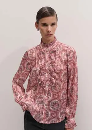 ME+EM Ornate Paisley Print Frill Blouse With Tie Detail