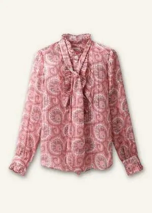 ME+EM Ornate Paisley Print Frill Blouse