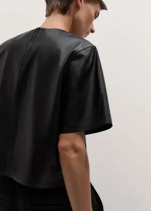 ME+EM Boxy Luxe Leather T-shirt