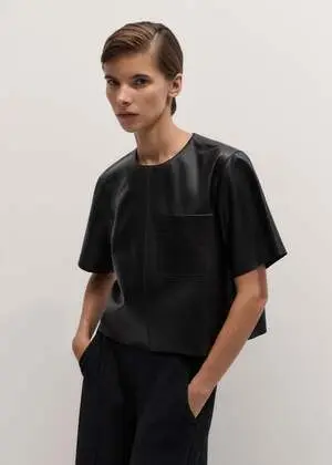 ME+EM Boxy Luxe Leather T-shirt