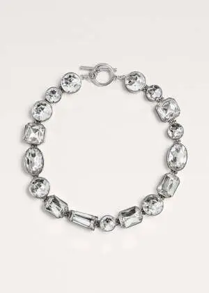 ME+EM Bold Diamante Short Necklace - Silver