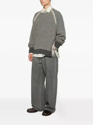 ZIGGY CHEN Raglan Sleeve Button Slit Sweater