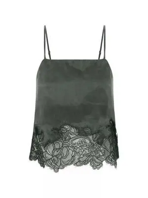 HEVRON Sabra Lace-trim Top - Green