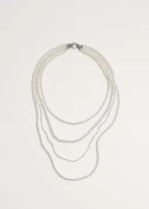 ME+EM 4 Strand Layering Pearl Necklace - Silver