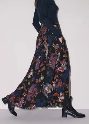 ME+EM Paisley Print Pleated Maxi Skirt