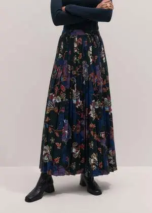 ME+EM Paisley Print Pleated Maxi Skirt