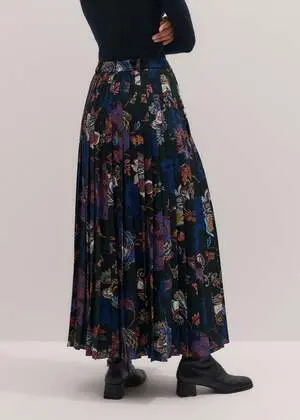 ME+EM Paisley Print Pleated Maxi Skirt