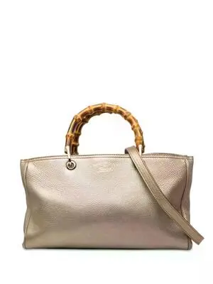Gucci 2000-2015 Medium Calfskin Bamboo Shopper Satchel - Gold