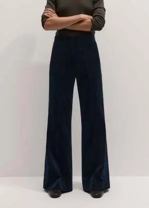 ME+EM Corduroy Wide Leg Trousers - Navy