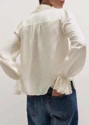 ME+EM Jacquard And Lace Trim Blouse