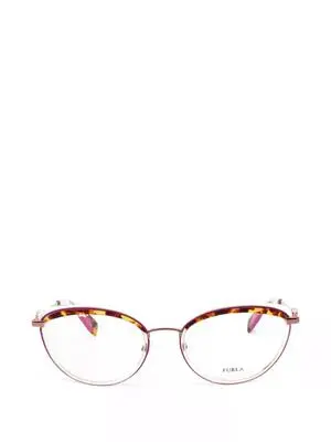 Furla Tortoiseshell-effect Oval-frame Glasses - Pink
