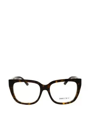 JIMMY CHOO Tortoiseshell Rectangle Frame Eyeglasses