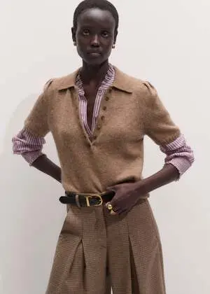 ME+EM Merino Cashmere Silk Knit Polo - Camel