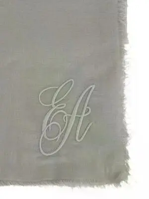 Emporio Armani Logo-embroidered Frayed Scarf