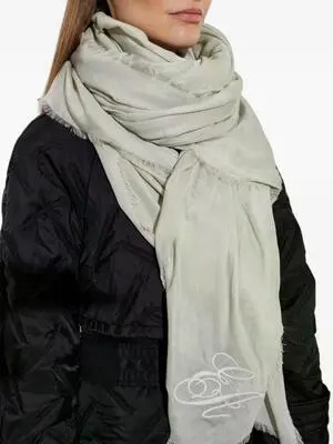 Emporio Armani Logo-embroidered Frayed Scarf