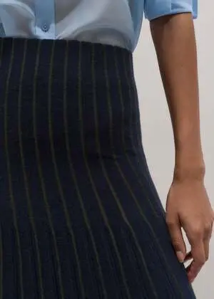 ME+EM Merino Stripe Pleat Knit Maxi Skirt