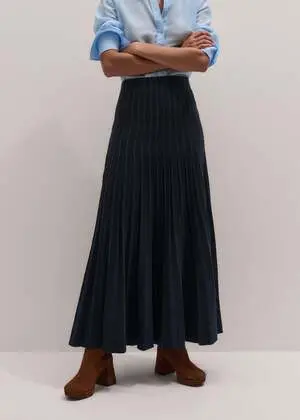 ME+EM Merino Stripe Pleat Knit Maxi Skirt