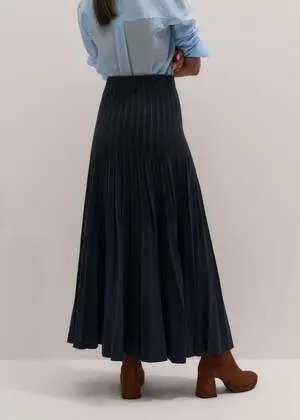 ME+EM Merino Stripe Pleat Knit Maxi Skirt