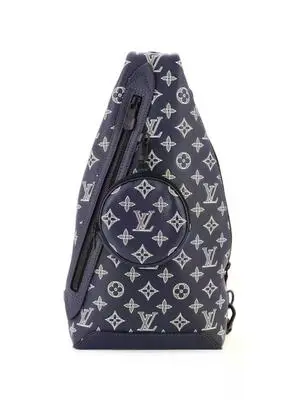 LOUIS VUITTON Duo Sling Bag Monogram Shadow Leather Crossbody Bag - Blue
