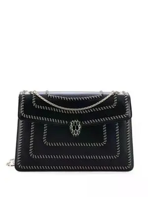 BVLGARI Serpenti Forever Embellished Leather Medium Shoulder Bag