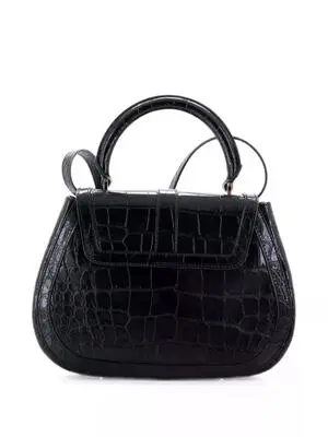Versace Greca Goddess Top Handle Bag Crocodile Embossed Leather Medium Satchel