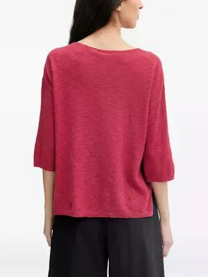 BENETTON Herringbone-knit Three-quarter-sleeve Sweater