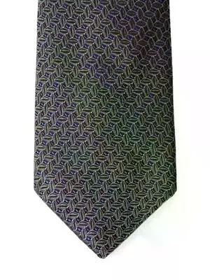 HACKETT  Geometric Leaf Pattern Neck Tie - Green