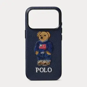 Ralph Lauren Polo Bear Leather Iphone 17 Pro Case - Navy Multi