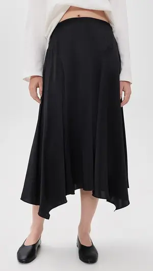 REFORMATION Mccall Silk Skirt - Black
