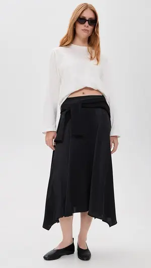 REFORMATION Mccall Silk Skirt - Black