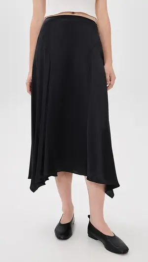 REFORMATION Mccall Silk Skirt - Black