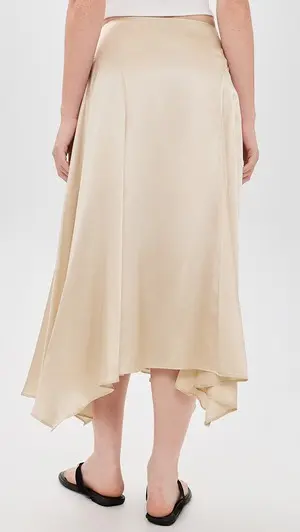 REFORMATION Silk Midi Skirt - Almond