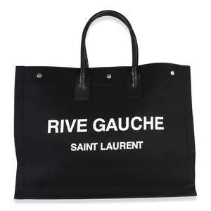 Saint Laurent Linen Calfskin Tote - Black