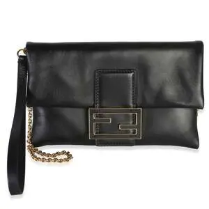 Fendi Nappa Mamma Baguette Pouch - Black
