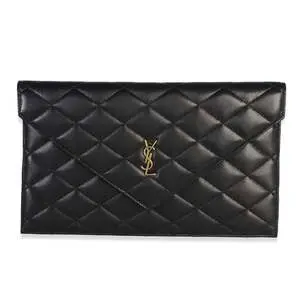 Saint Laurent Matelassé Lambskin Paris Pouch - Black