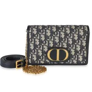 Dior Navy Oblique Jacquard 30 Montaigne 2-in-1 Pouch - Blue
