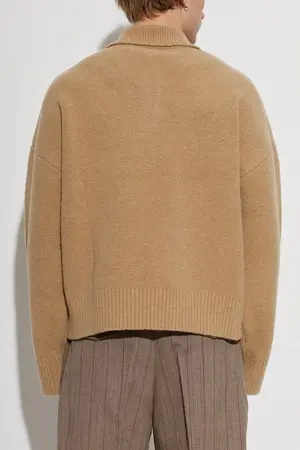 AMI Paris Oversized Polo With Logo - Beige