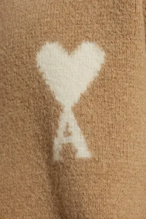 AMI Paris Oversized Polo With Logo - Beige