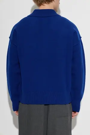 AMI Paris Wool Long-sleeve Polo - Blue