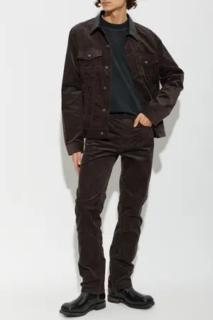 Zadig&Voltaire Bases' Corduroy Trucker Jacket With Leather Collar - Brown