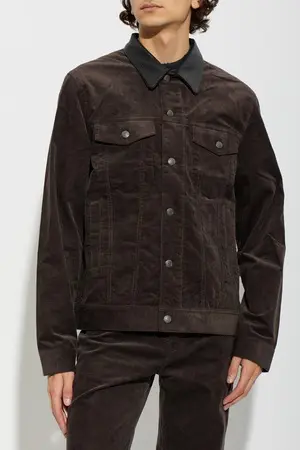 Zadig&Voltaire Bases' Corduroy Trucker Jacket With Leather Collar - Brown
