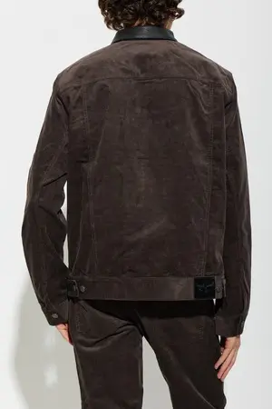 Zadig&Voltaire Bases' Corduroy Trucker Jacket With Leather Collar - Brown