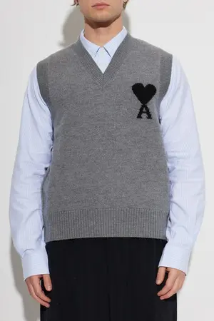 AMI Paris Wool Vest With Logo