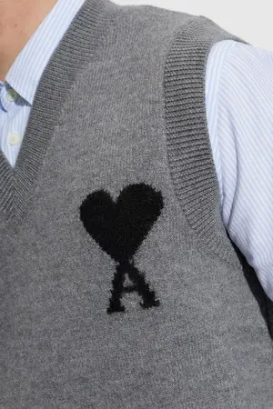 AMI Paris Wool Vest With Logo