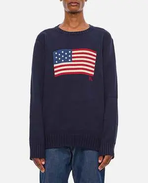 Polo Ralph Lauren Long Sleeve American Flag Sweater - Blue