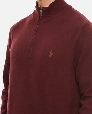 Polo Ralph Lauren Wool Quarter-zip Sweater With Embroidered Pony - Rosso