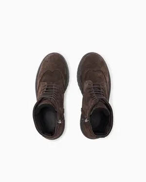 Giorgio Armani Boots In Suede With Shearling Lining And A Rubber Sole