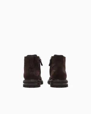 Giorgio Armani Boots In Suede With Shearling Lining And A Rubber Sole