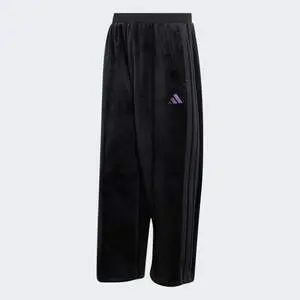 Adidas Stadium Loose Fit Velour Full Length Open Hem Trackpants - Black